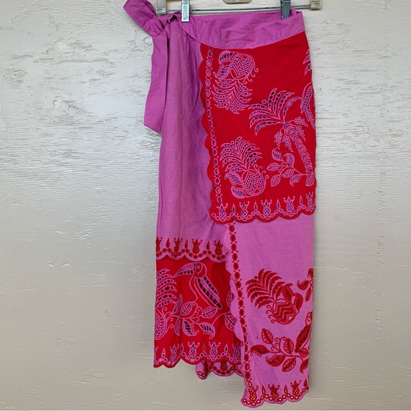 FARM Rio | Skirts | Farm Rio Red Palm Tree Richelieu Wrap Midi Skirt ...